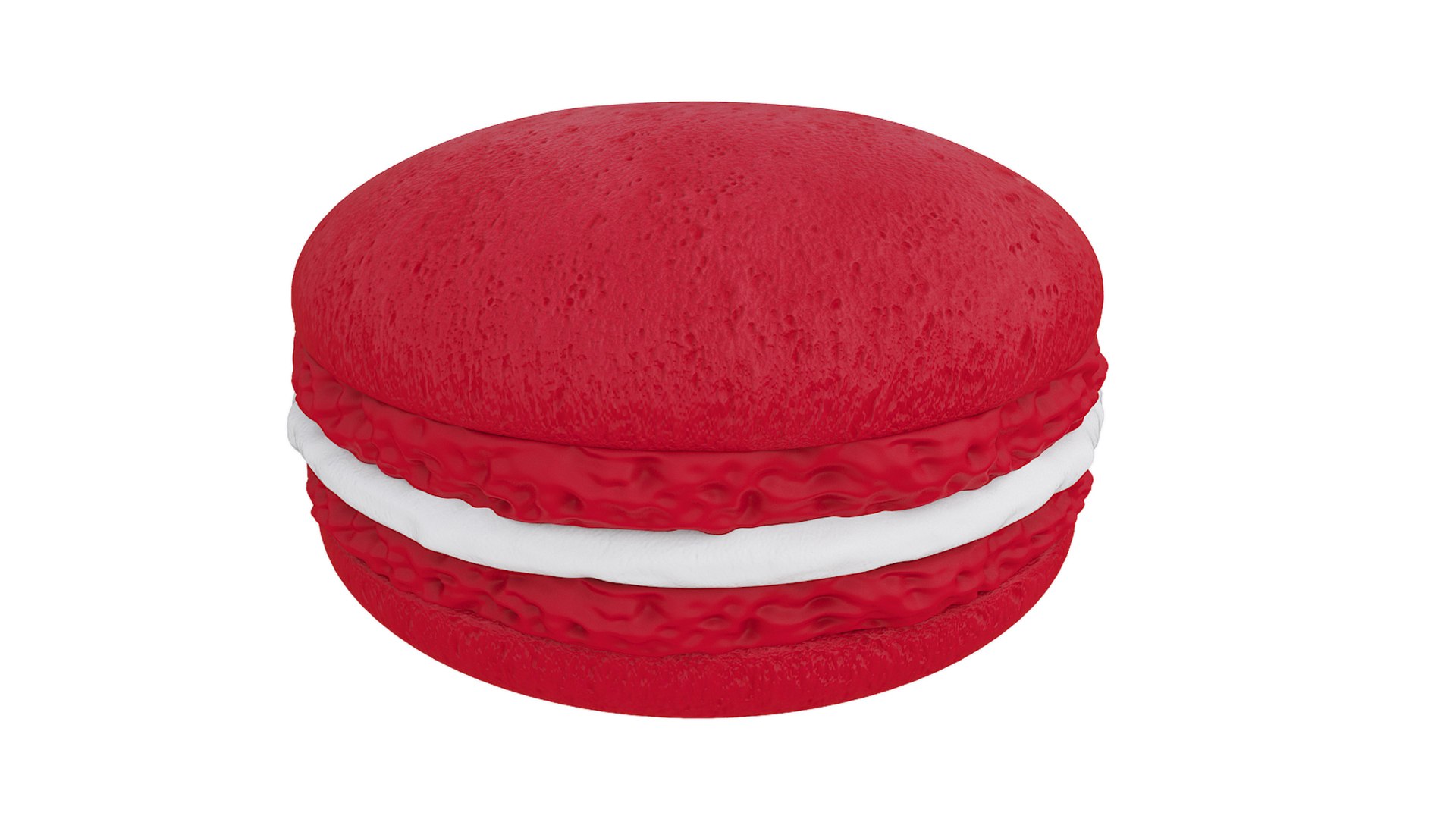Red Macaroon With White Cream 3D - TurboSquid 1899539