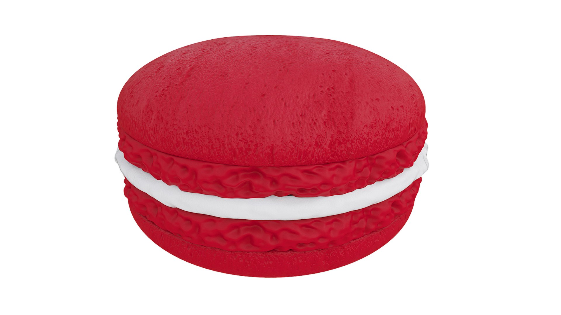 Red Macaroon With White Cream 3D - TurboSquid 1899539