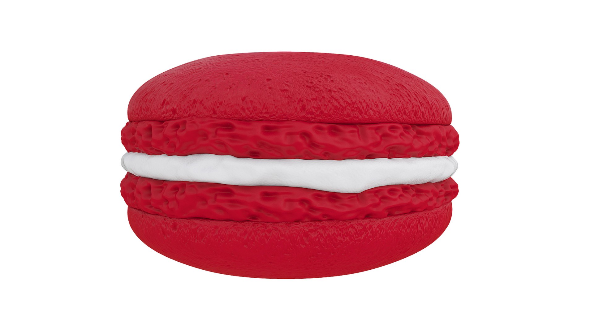 Red Macaroon With White Cream 3D - TurboSquid 1899539