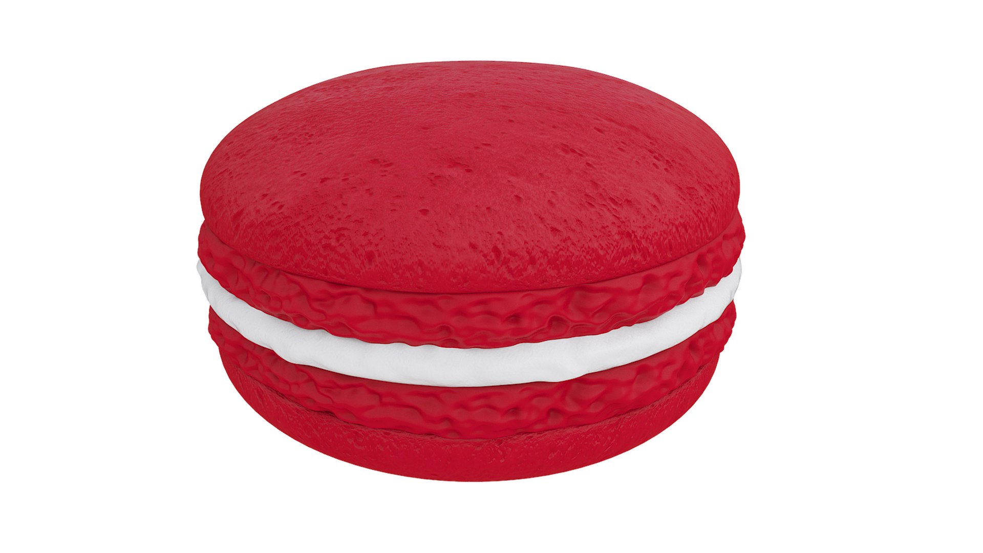 Red Macaroon With White Cream 3D - TurboSquid 1899539
