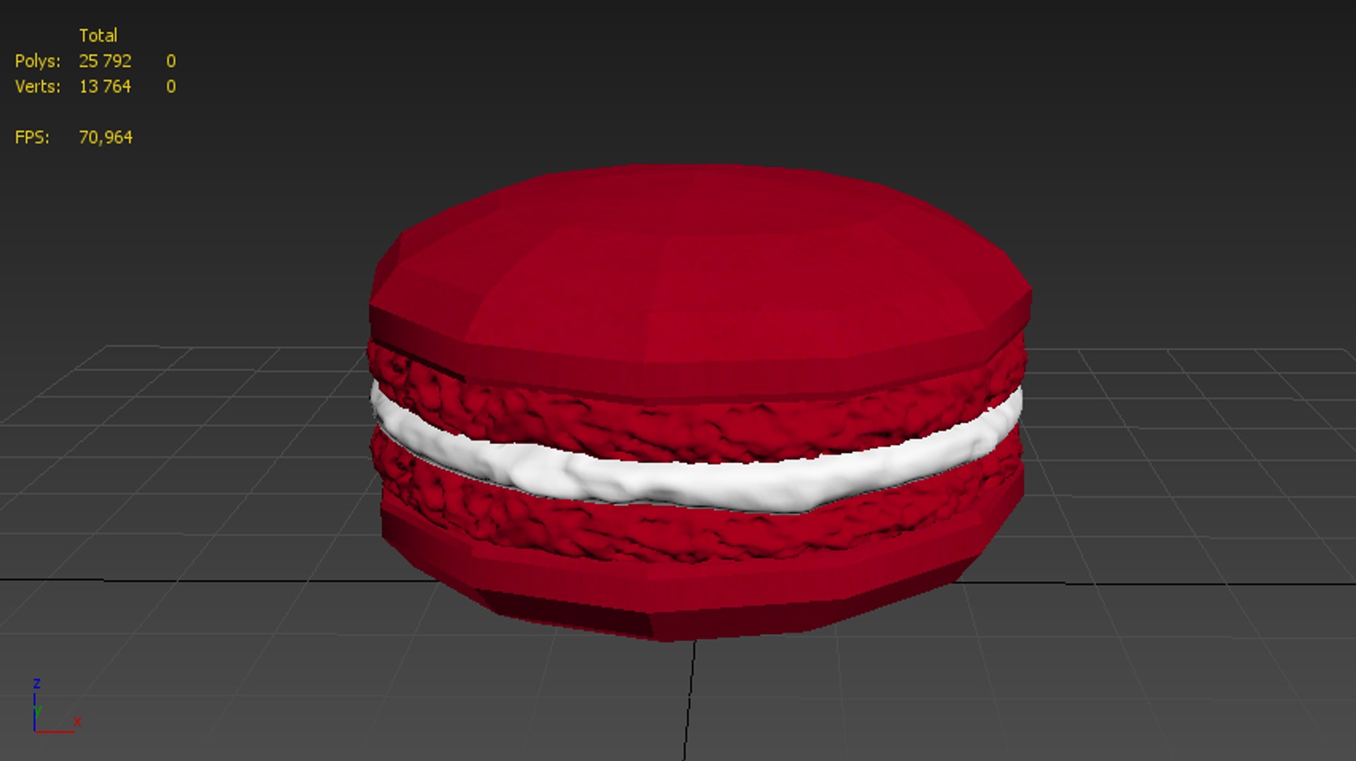 Red Macaroon With White Cream 3D - TurboSquid 1899539