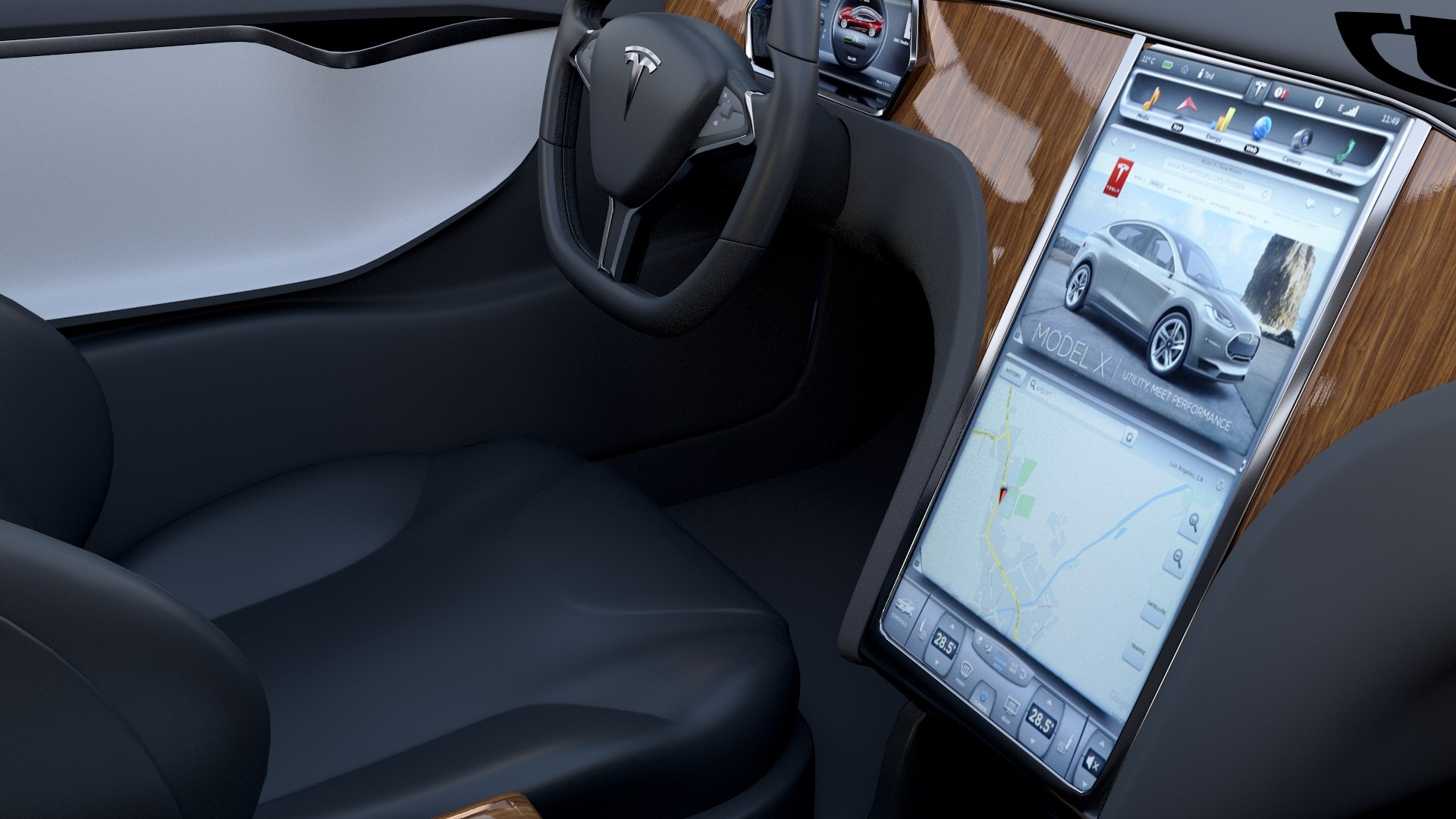 3d Model Tesla S Interior Modeled