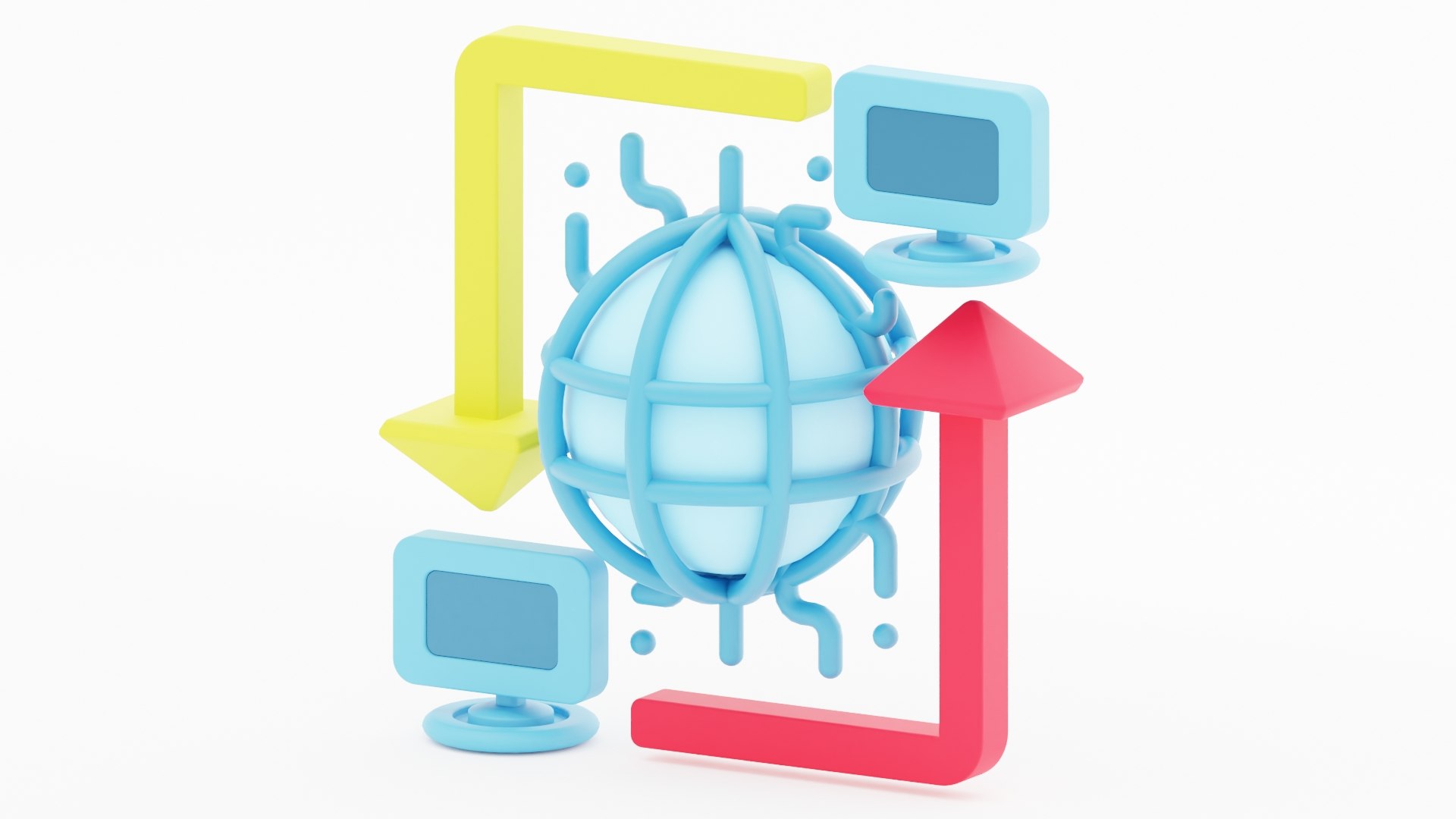 Peer To Peer Network 3d Icon Represented With Interconnected Computers ...