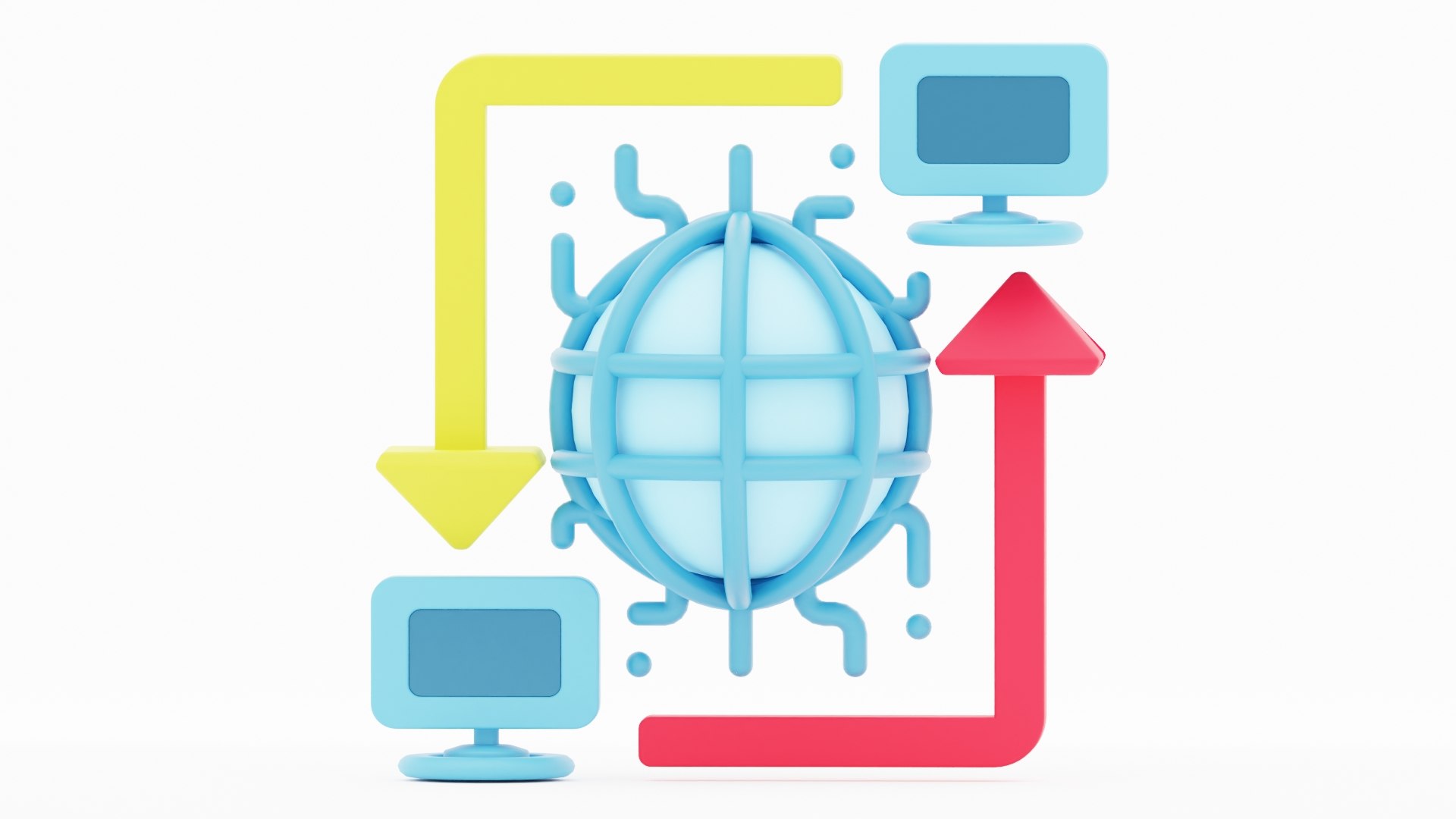 Peer To Peer Network 3d Icon Represented With Interconnected Computers ...