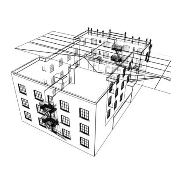 old hotel building 3d model