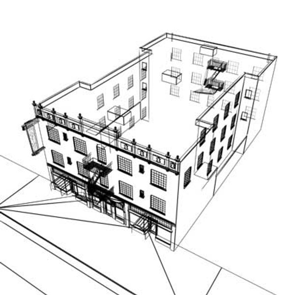 old hotel building 3d model