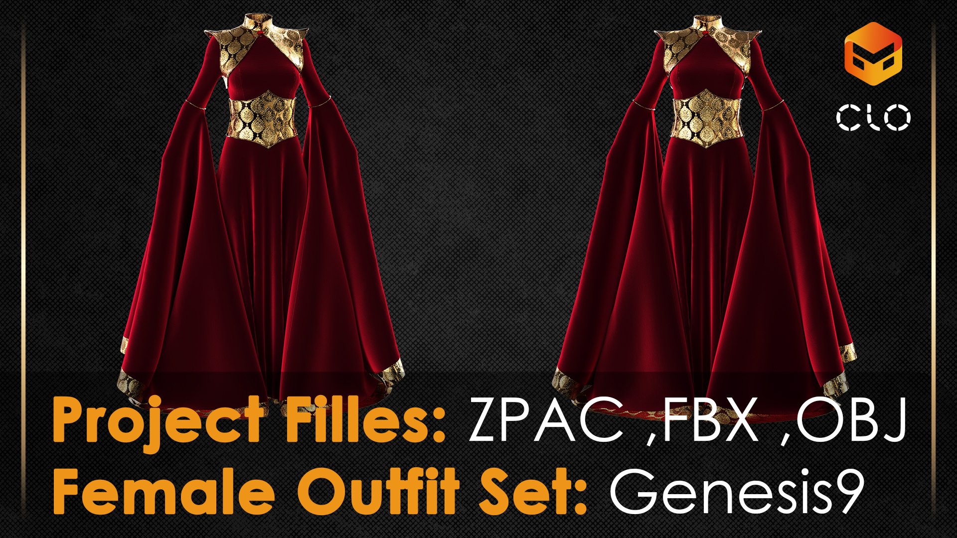 3D Royal Crimson Fantasy Gown - TurboSquid 2498999