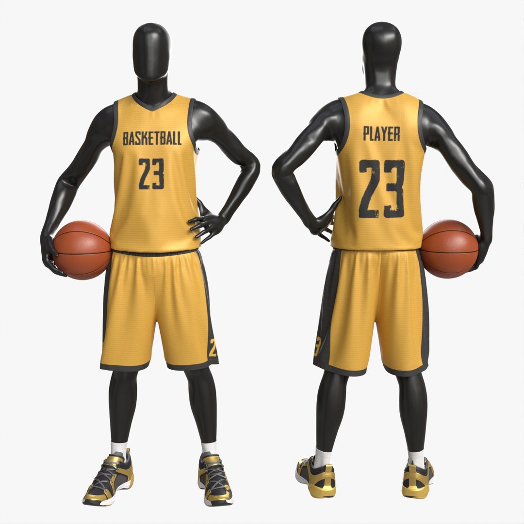 3D Male Mannequin in Basketball Uniform Standing with Ball - TurboSquid 2104339