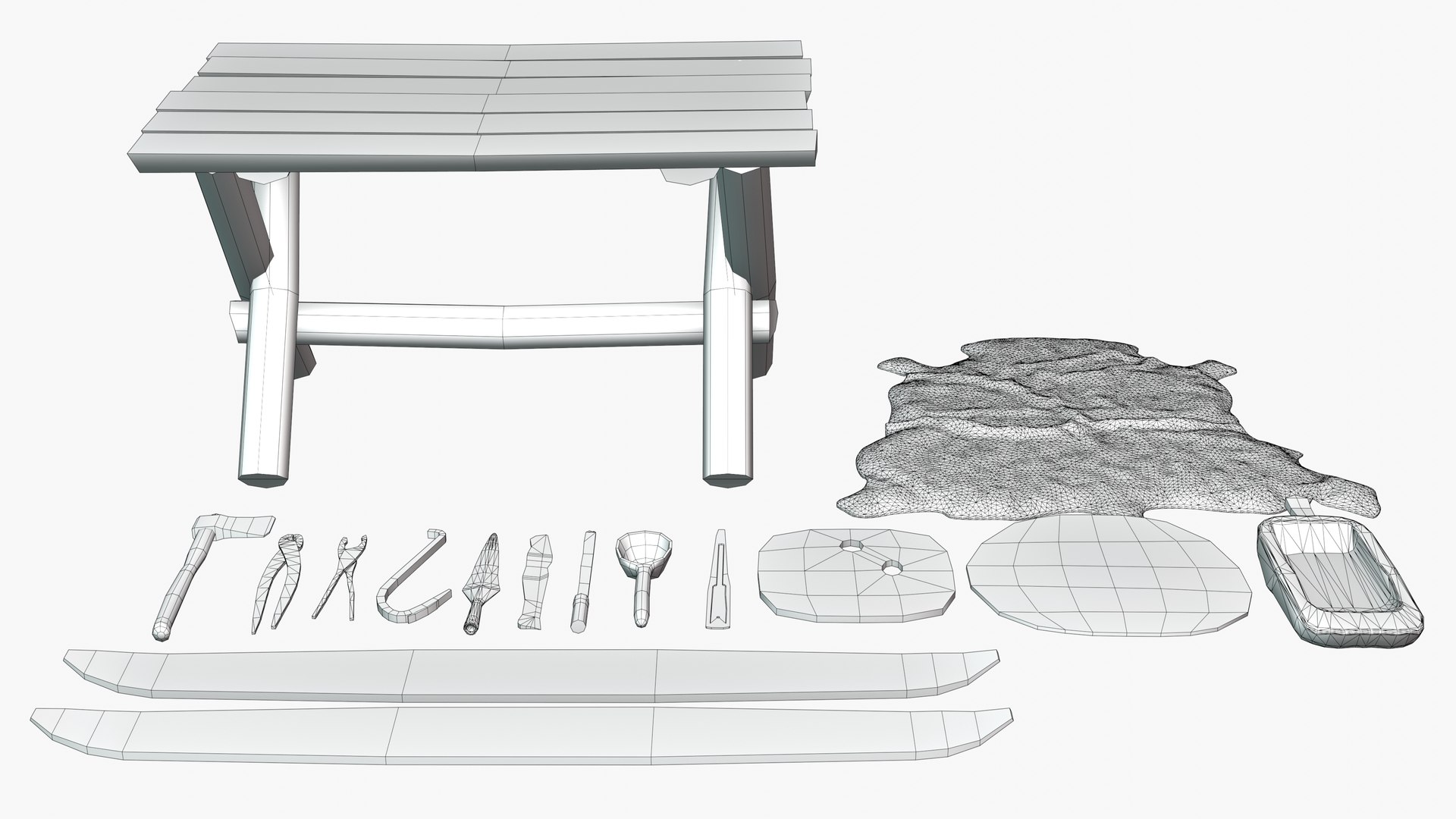 3D Household Items Of The Middle Ages - 15 Pieces - TurboSquid 2013442