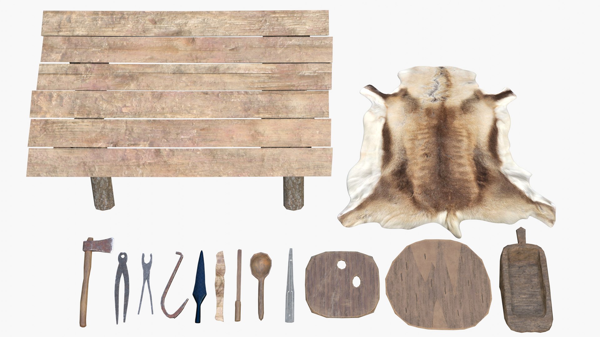 3D Household Items Of The Middle Ages - 15 Pieces - TurboSquid 2013442