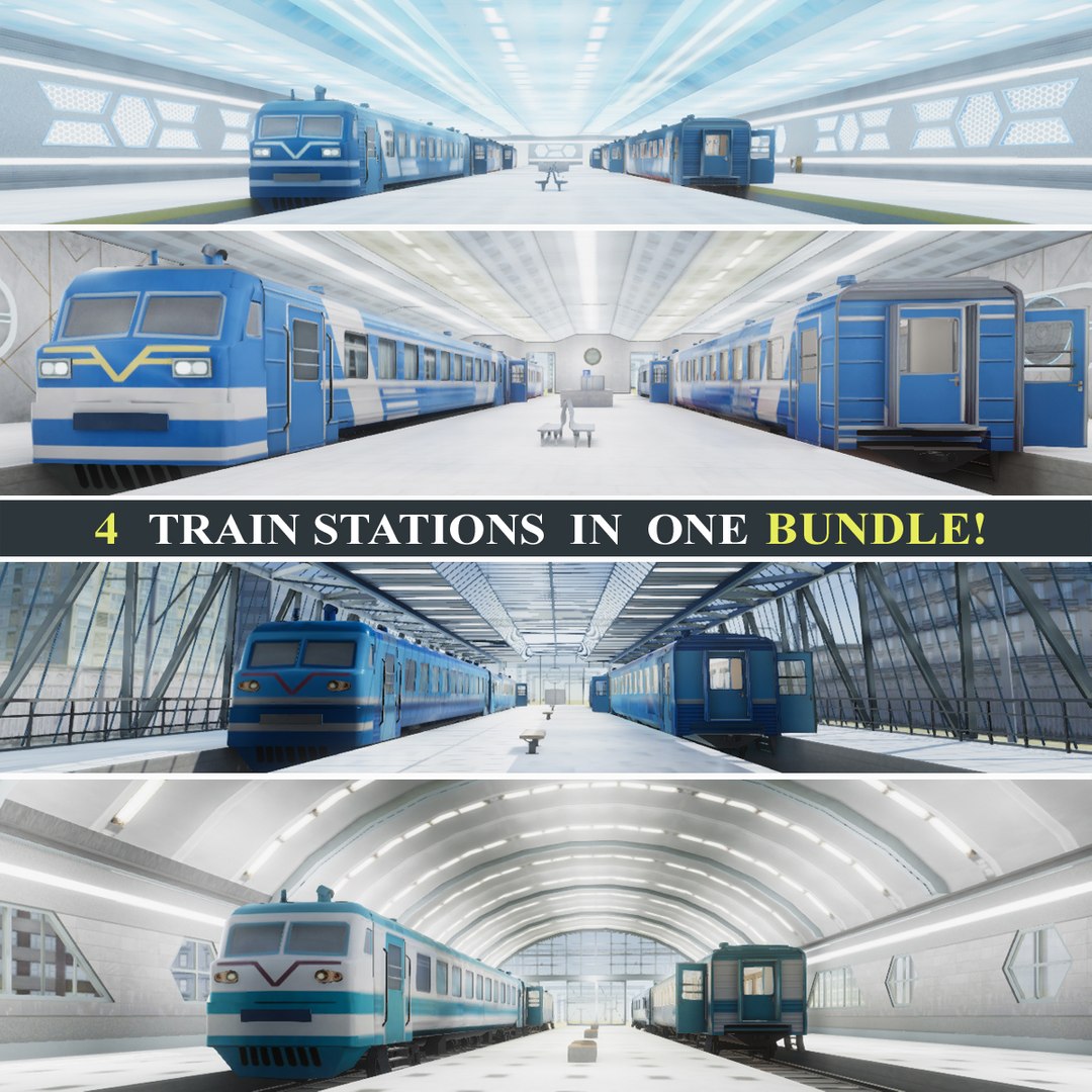 3D Subway And Train Stations Bundle - 10 Scenes - TurboSquid 2387940