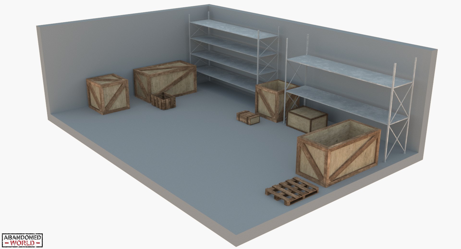 3D Industrial Shelving Wood Box Model - TurboSquid 1212814