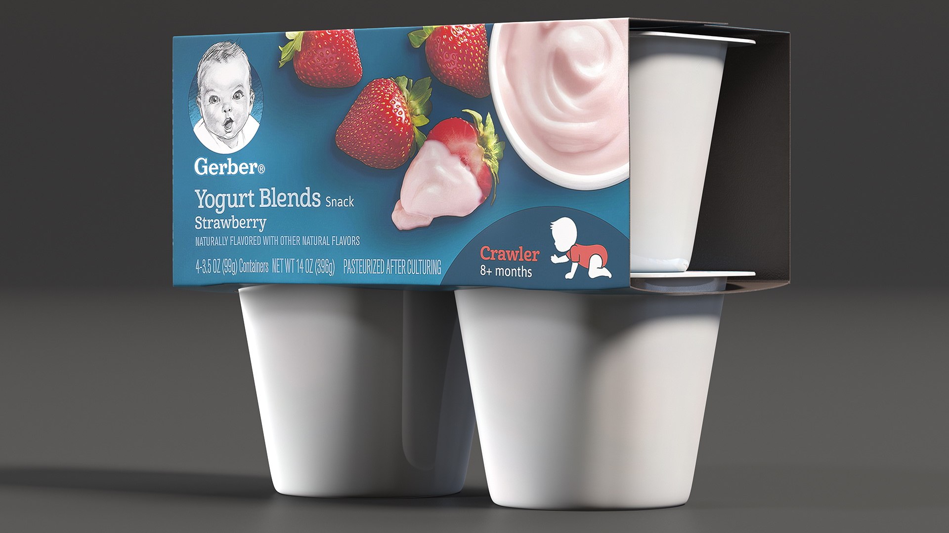 3D Model Gerber Strawberry Yogurt Packaging - TurboSquid 1966519
