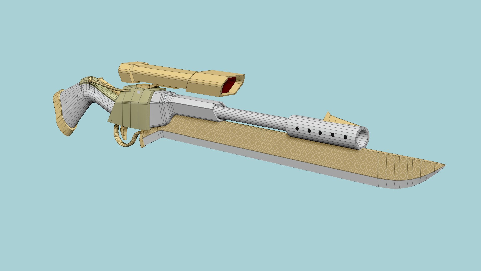 3D Sniper Gunblade 05 Golden Luxury - Character SciFi Design ...