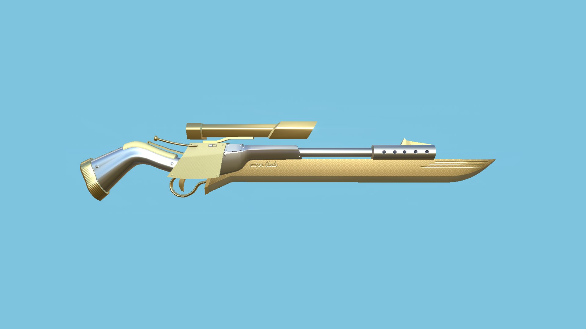 3D Sniper Gunblade 05 Golden Luxury - Character SciFi Design ...