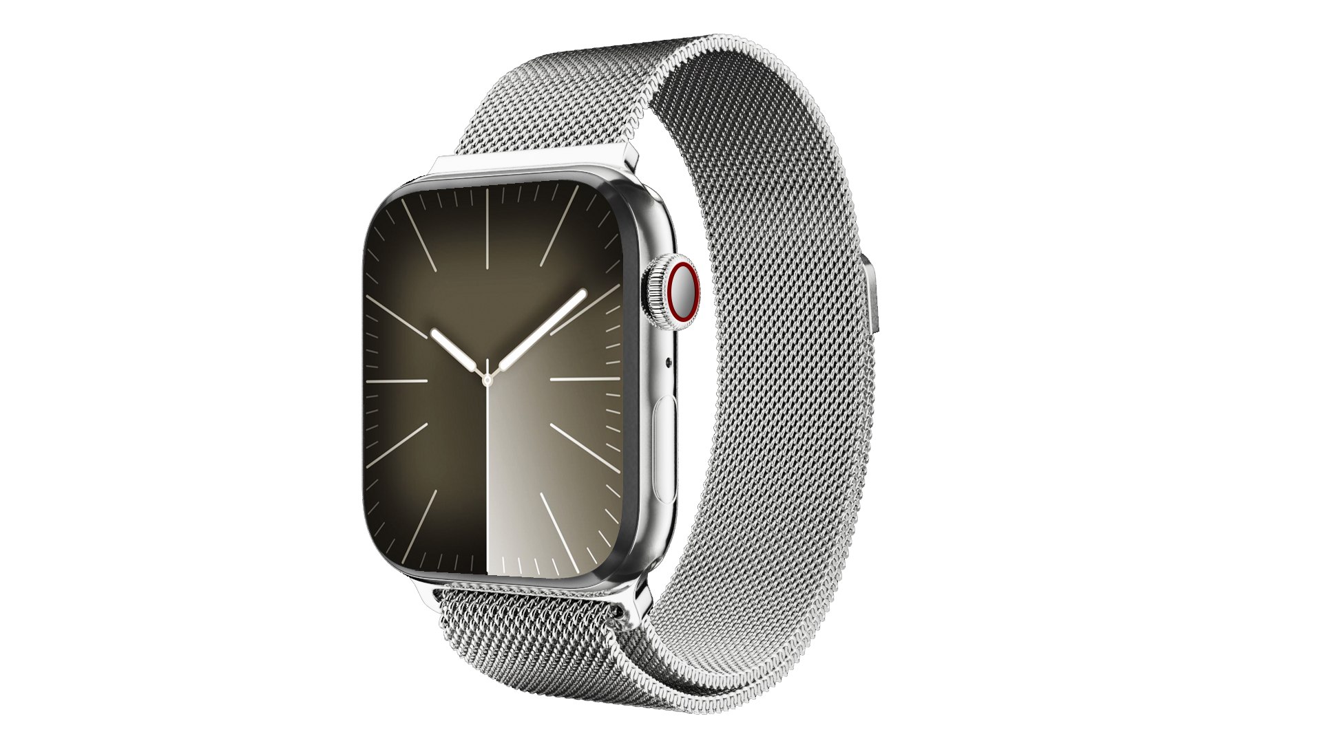 Apple Watch Series 9 Silver Stainless Steel Milanese Loop 3D Model ...