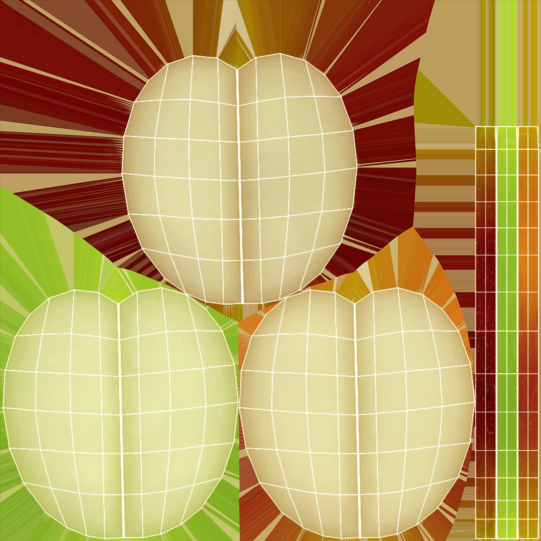 3D Cartoon Apple Slices Set - TurboSquid 2086524