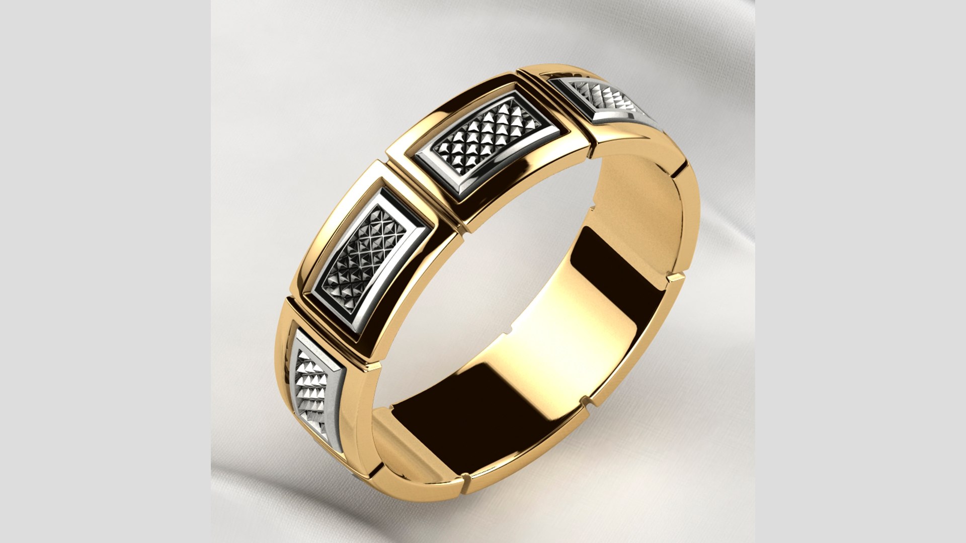 Spikes Pattern Fahion Gold Ring 3D Model - TurboSquid 1850972