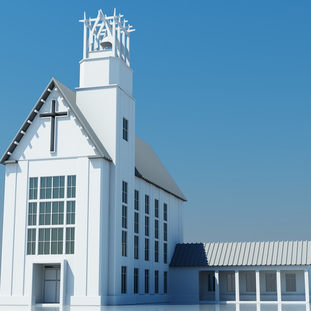 3d church building symbol model