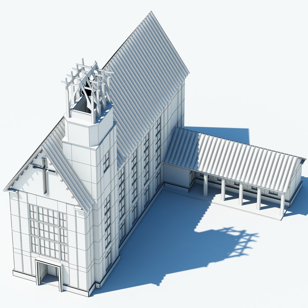 3d church building symbol model
