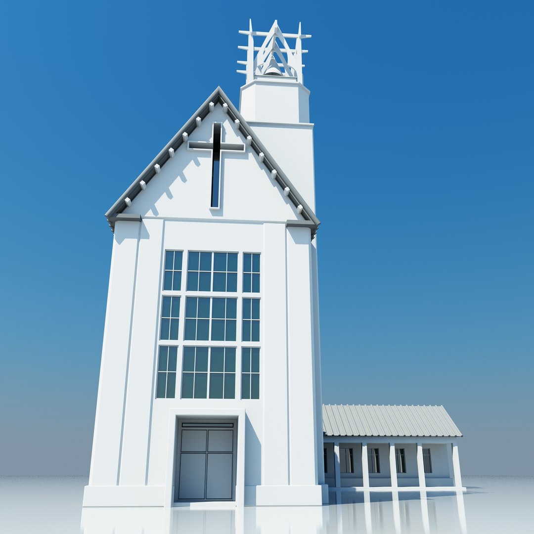 3d church building symbol model