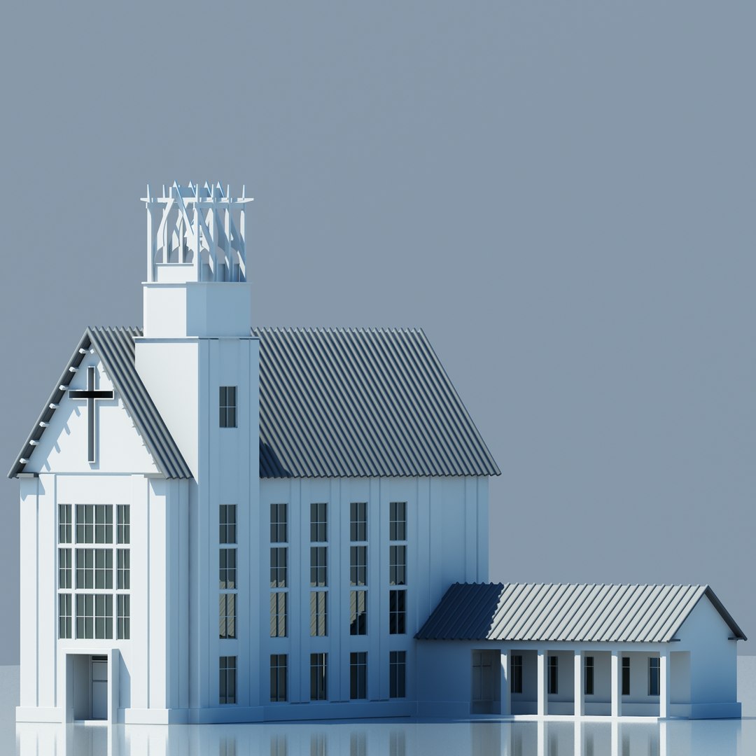 3d church building symbol model