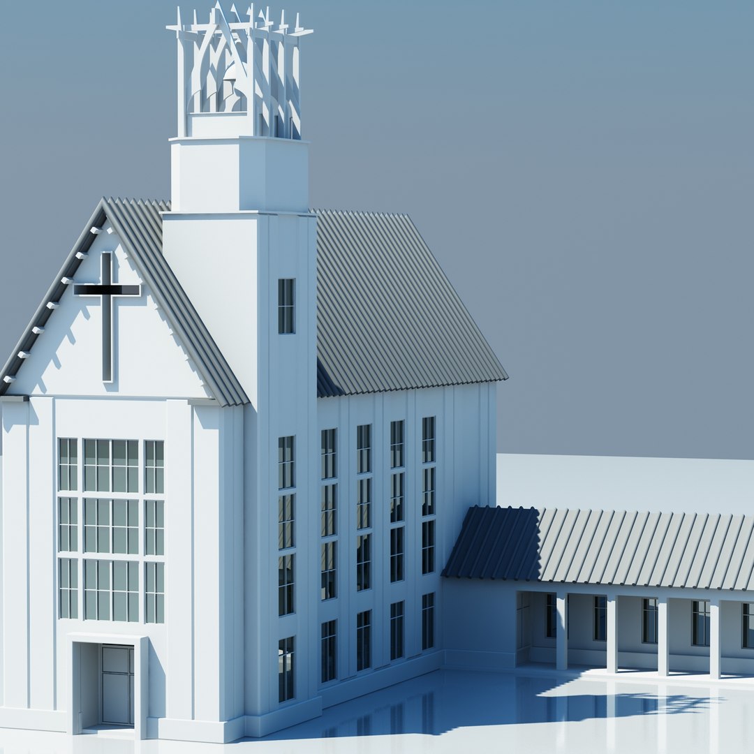 3d church building symbol model
