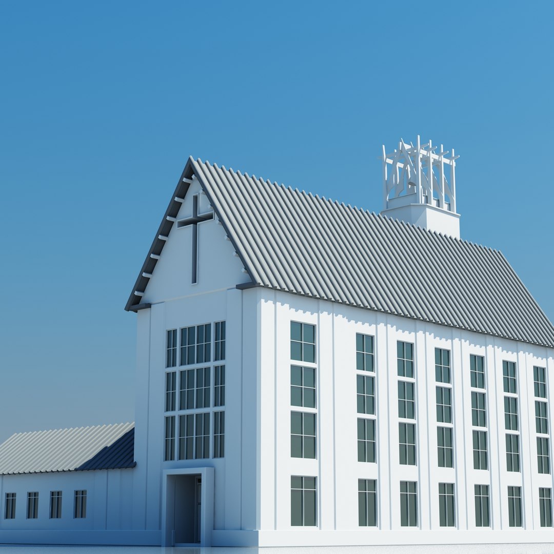 3d church building symbol model
