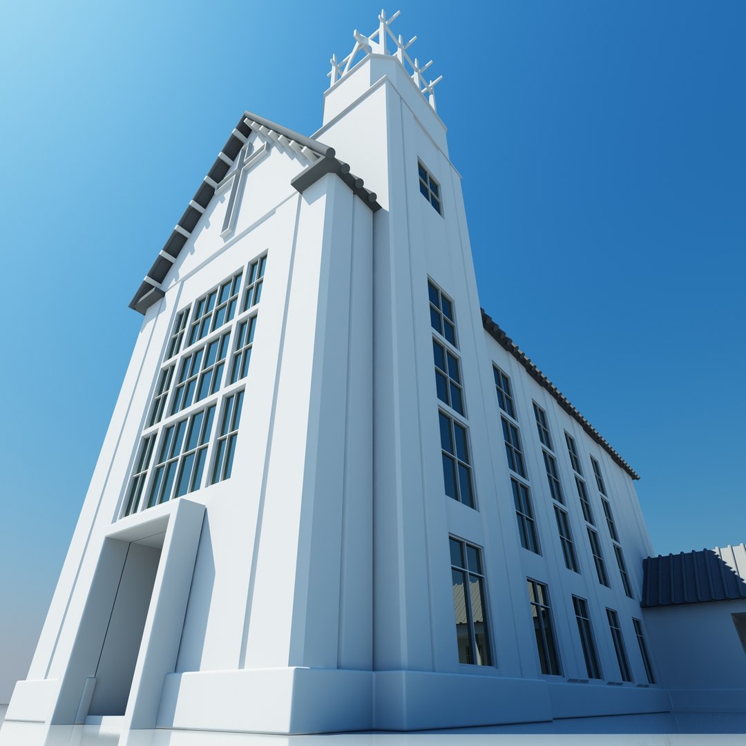 3d church building symbol model