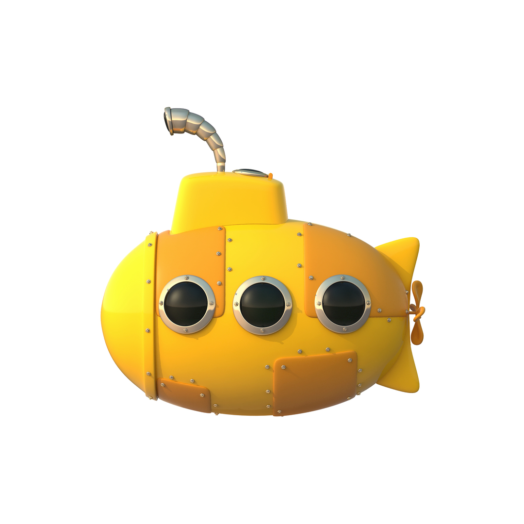 cartoon yellow submarine 3d obj