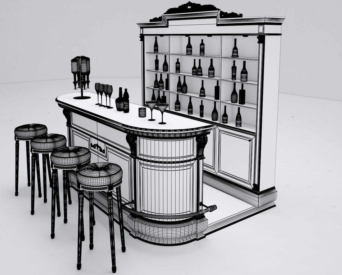 Bar Counter Classic 3D Model - TurboSquid 1570321