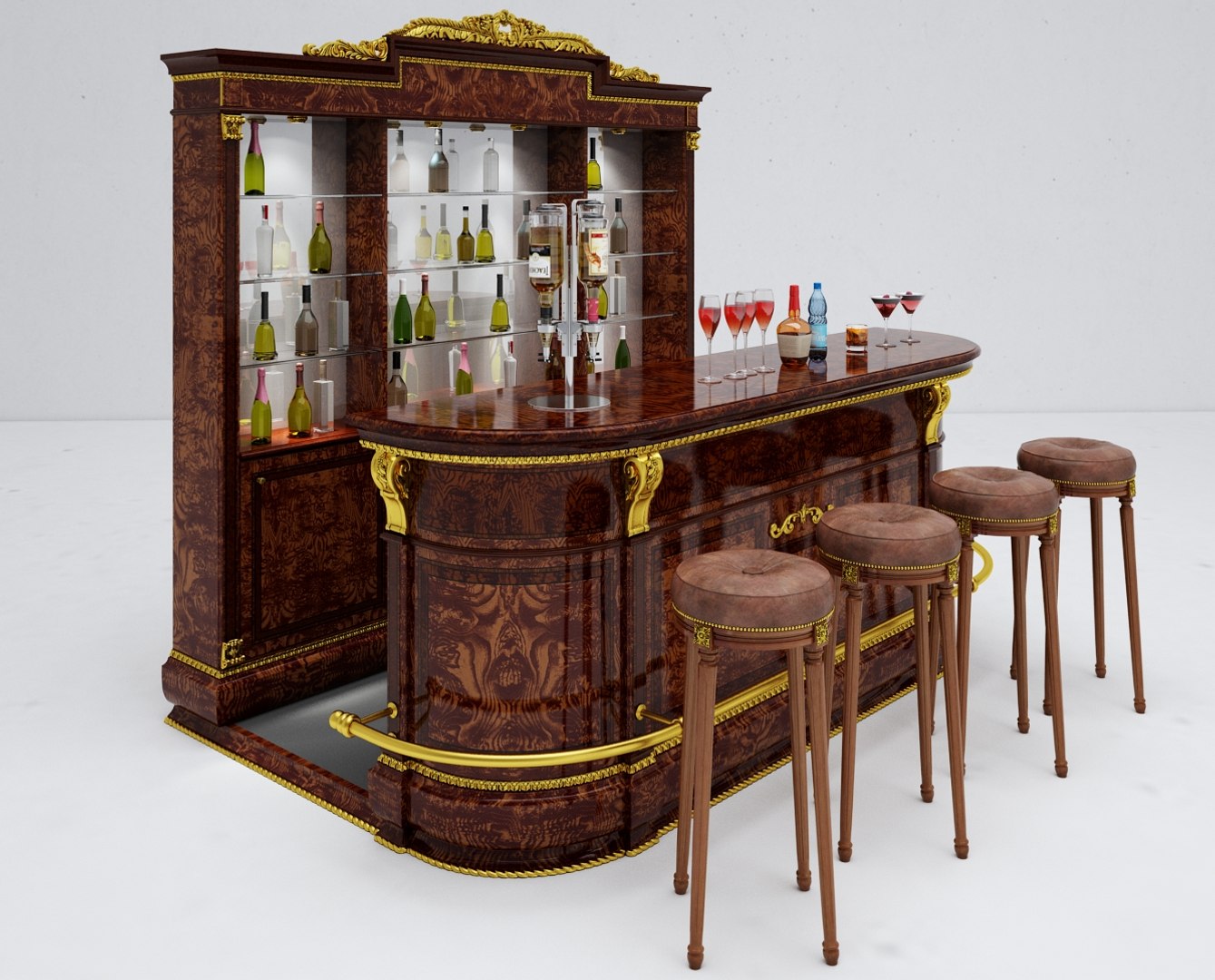 Bar Counter Classic 3D Model - TurboSquid 1570321