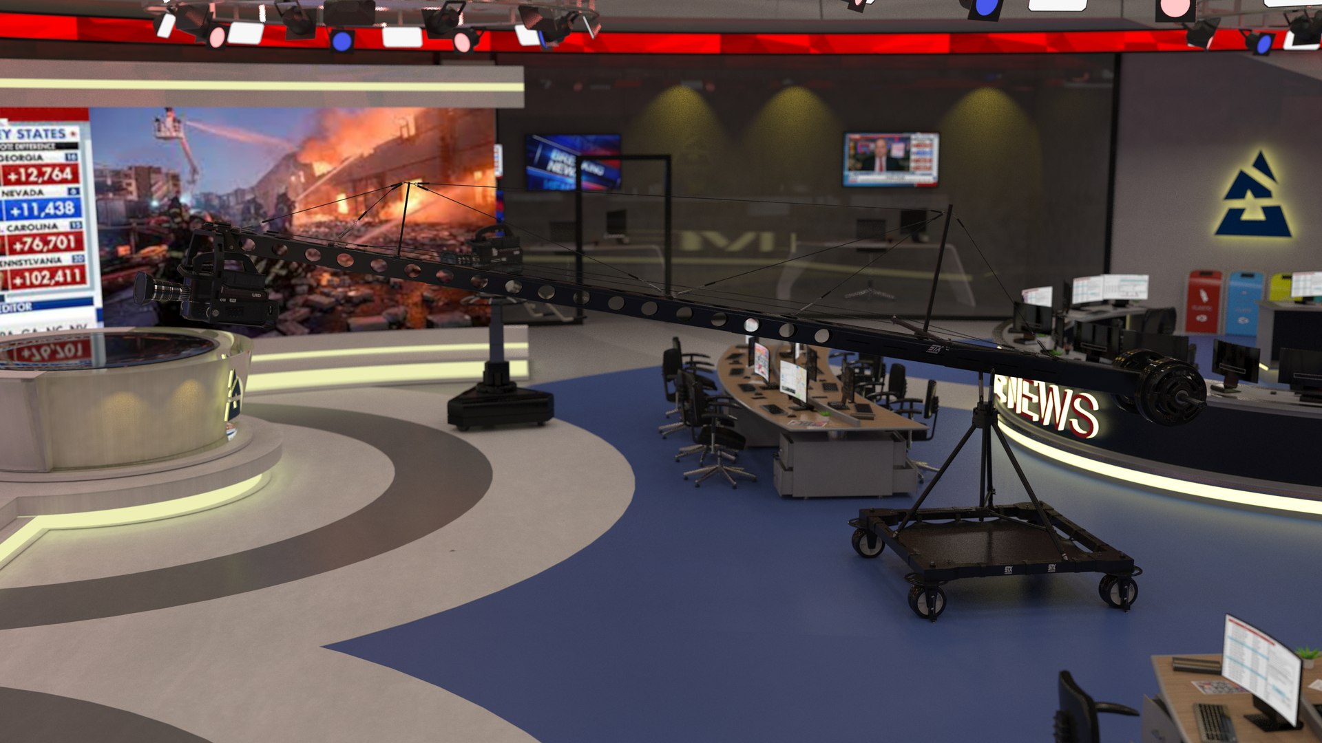 Newsroom Studio 3D Model - TurboSquid 1941731