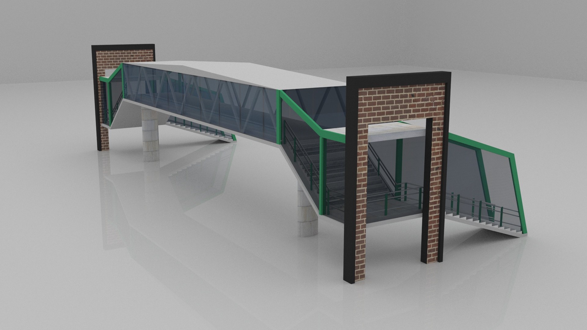 3D Footbridge - Glass V2 - TurboSquid 1925925