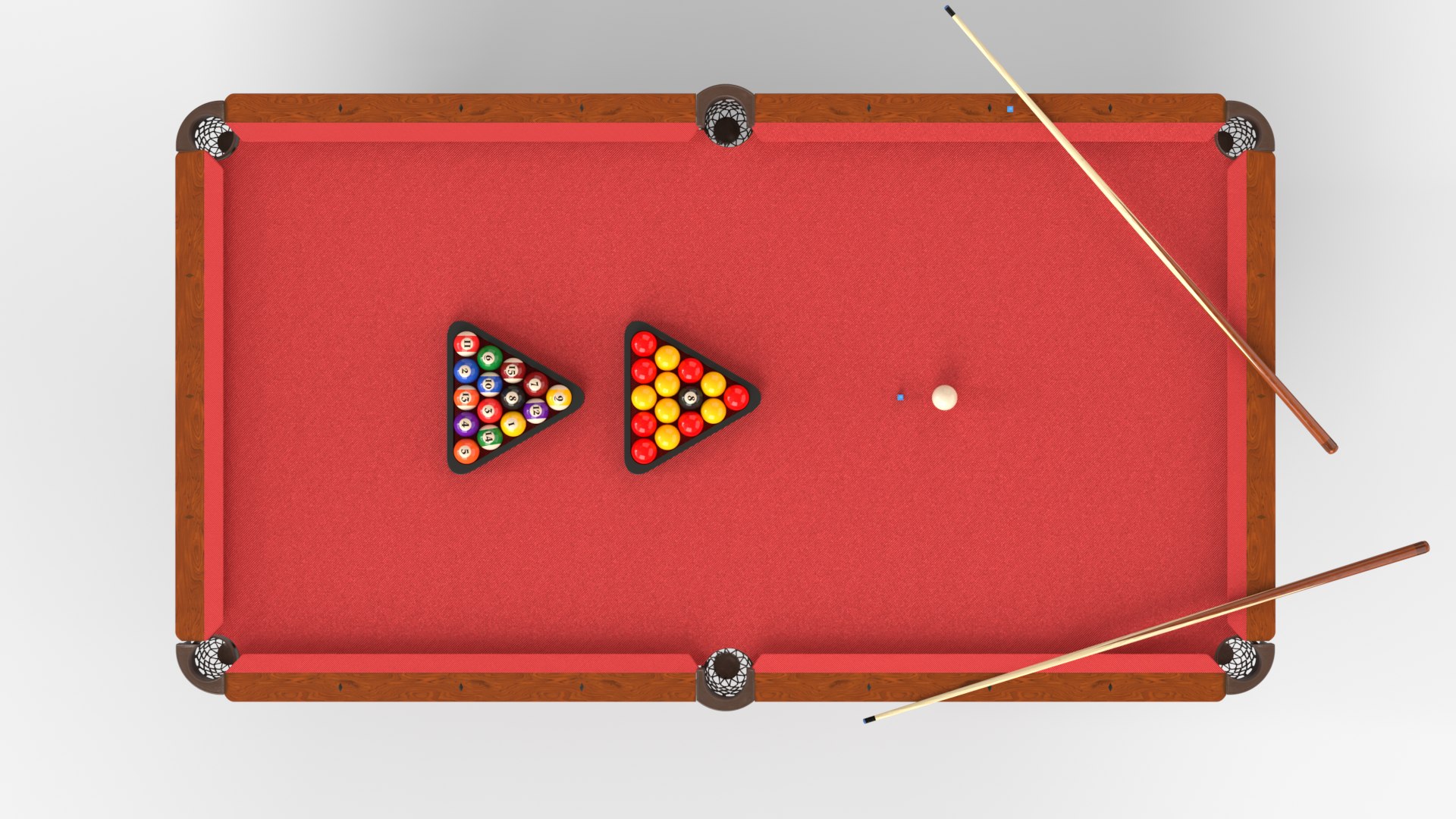Red Wooden Billiard Tabl Balls Sticks And Chalk 3D Model - TurboSquid ...