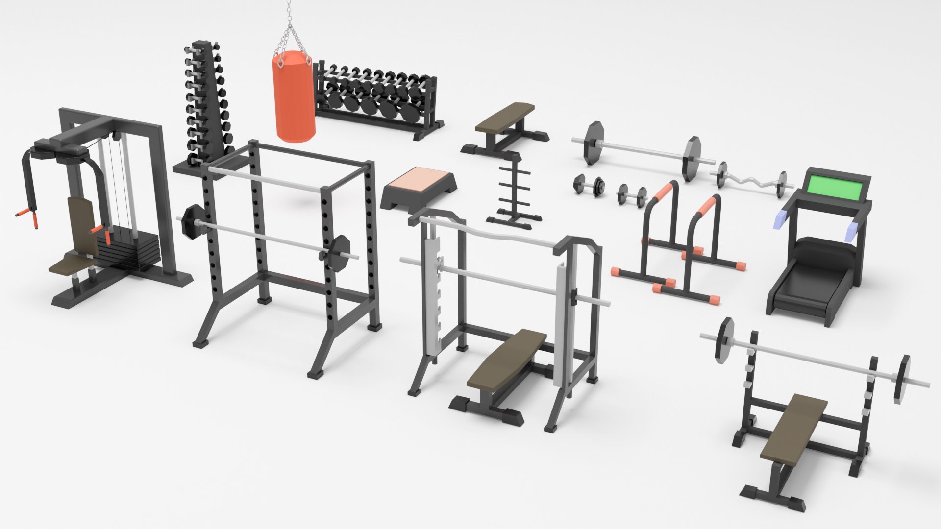 Low Poly Gym Equipment 3D Model - TurboSquid 2392122