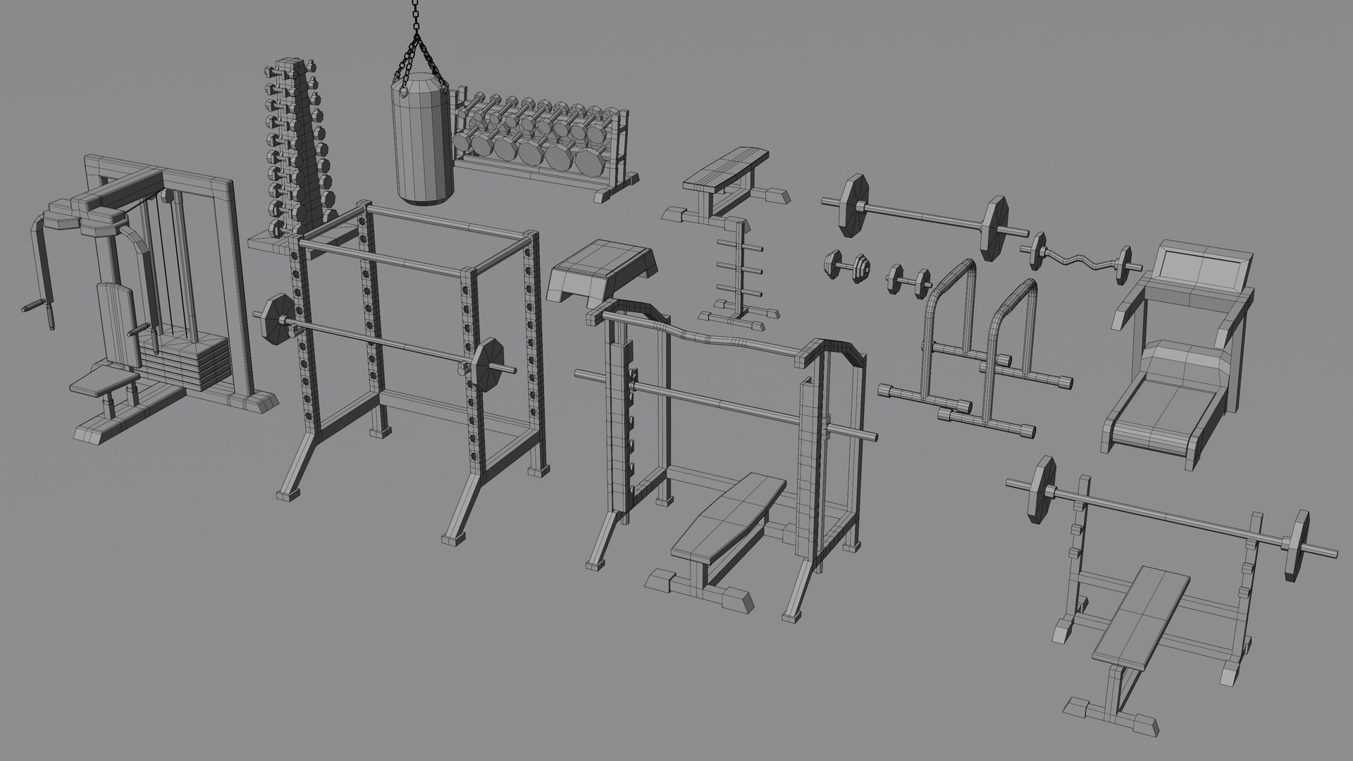 Low Poly Gym Equipment 3D Model - TurboSquid 2392122