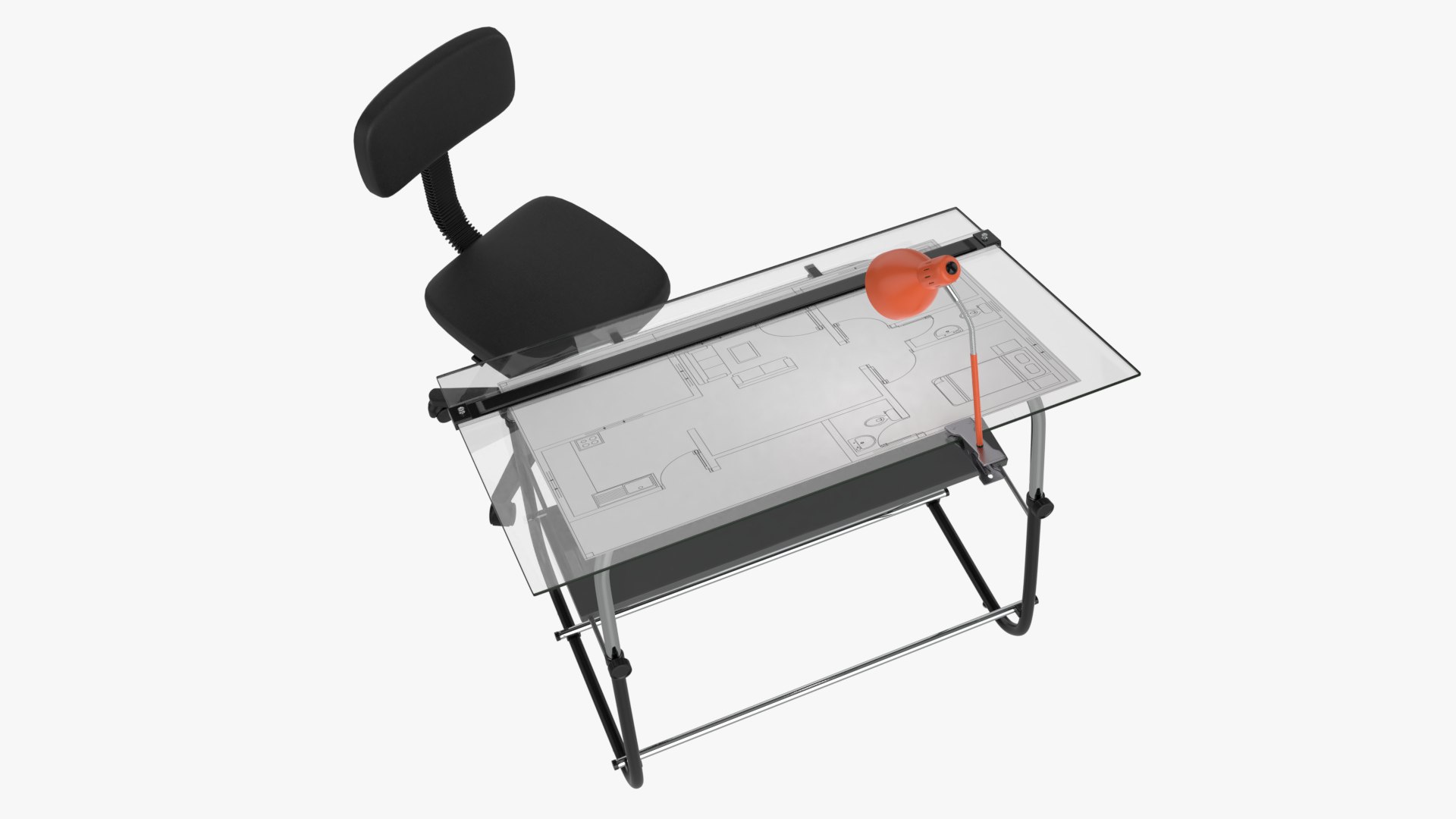 3D Model Drawing Table With Office Chair And Desk Lamp - TurboSquid 2193215