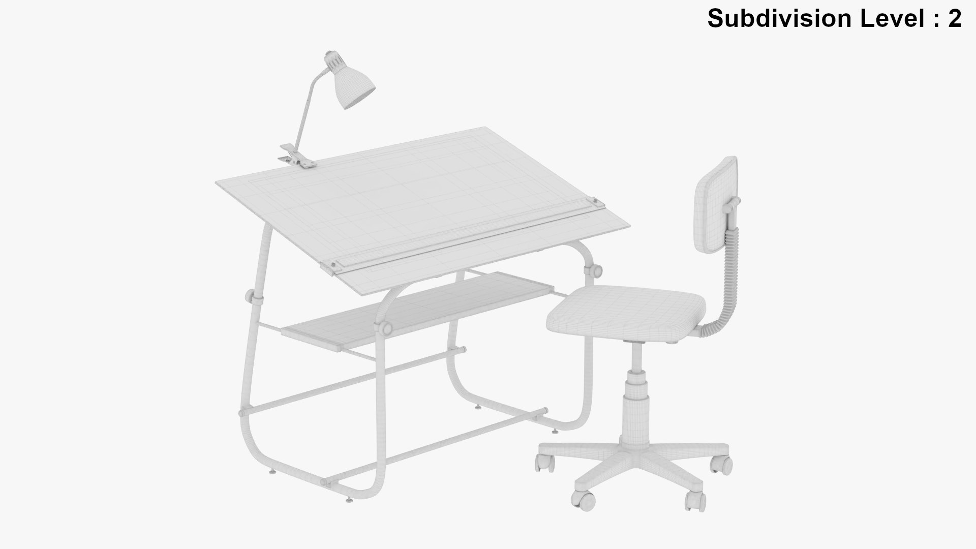 3D Model Drawing Table With Office Chair And Desk Lamp - TurboSquid 2193215