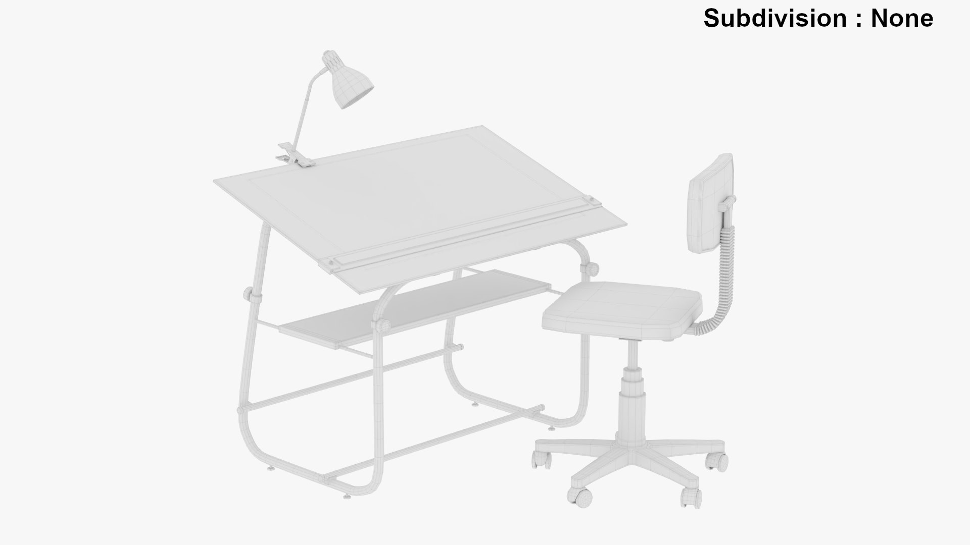 3D Model Drawing Table With Office Chair And Desk Lamp - TurboSquid 2193215