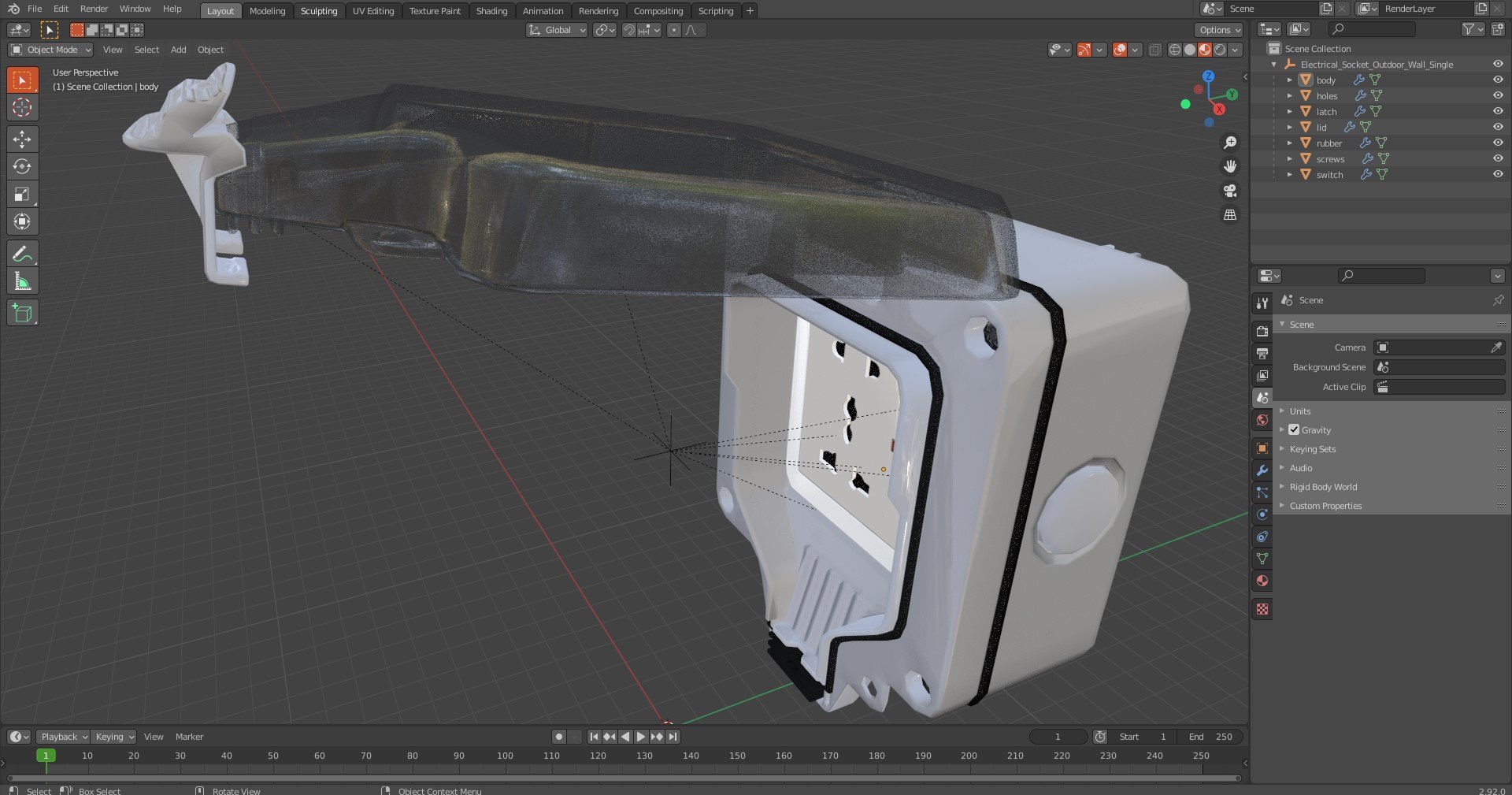 Electrical Socket Outdoor Wall Single 3D model - TurboSquid 2157055