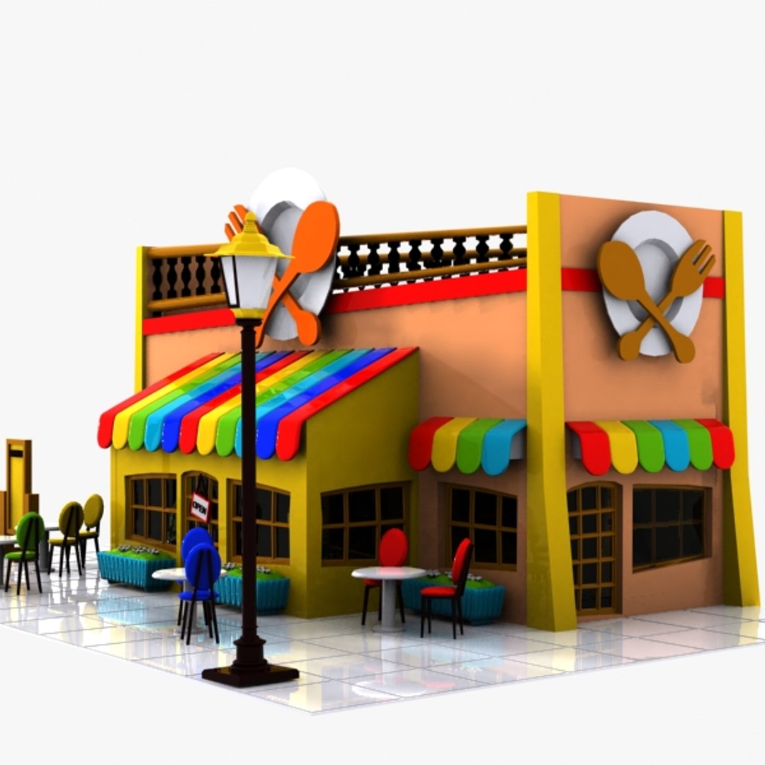 3d cartoon restaurant toon