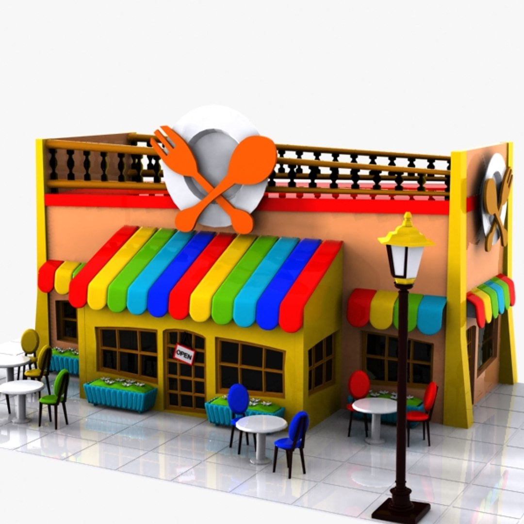 3d cartoon restaurant toon