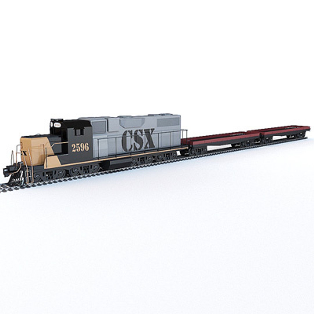 Train Seaport Freight 3d Model