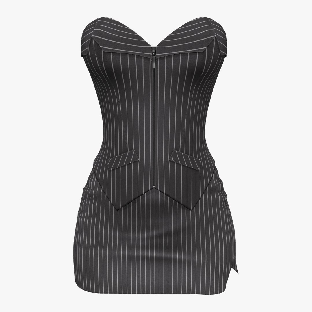 3D model Striped Office Lady Secretary Uniform - TurboSquid 1994527