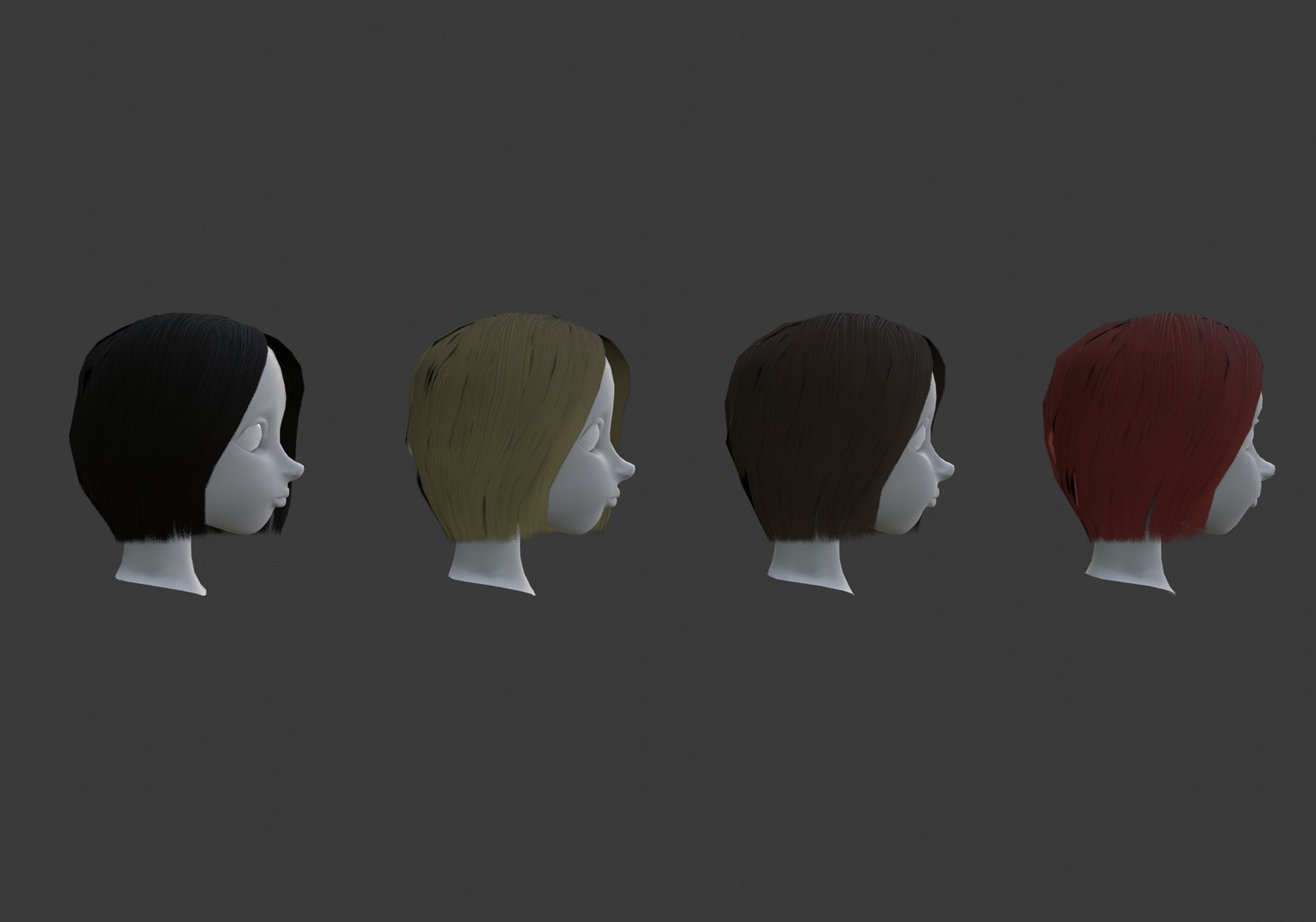 3D Low Poly Hairstyle In 4 Colors - TurboSquid 1899363