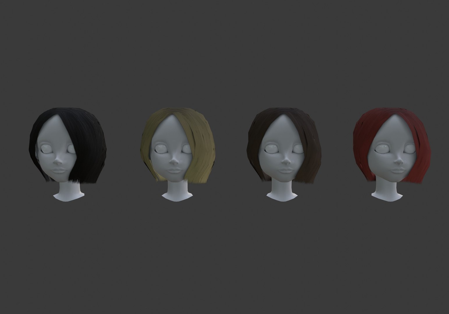 3D Low Poly Hairstyle In 4 Colors - TurboSquid 1899363