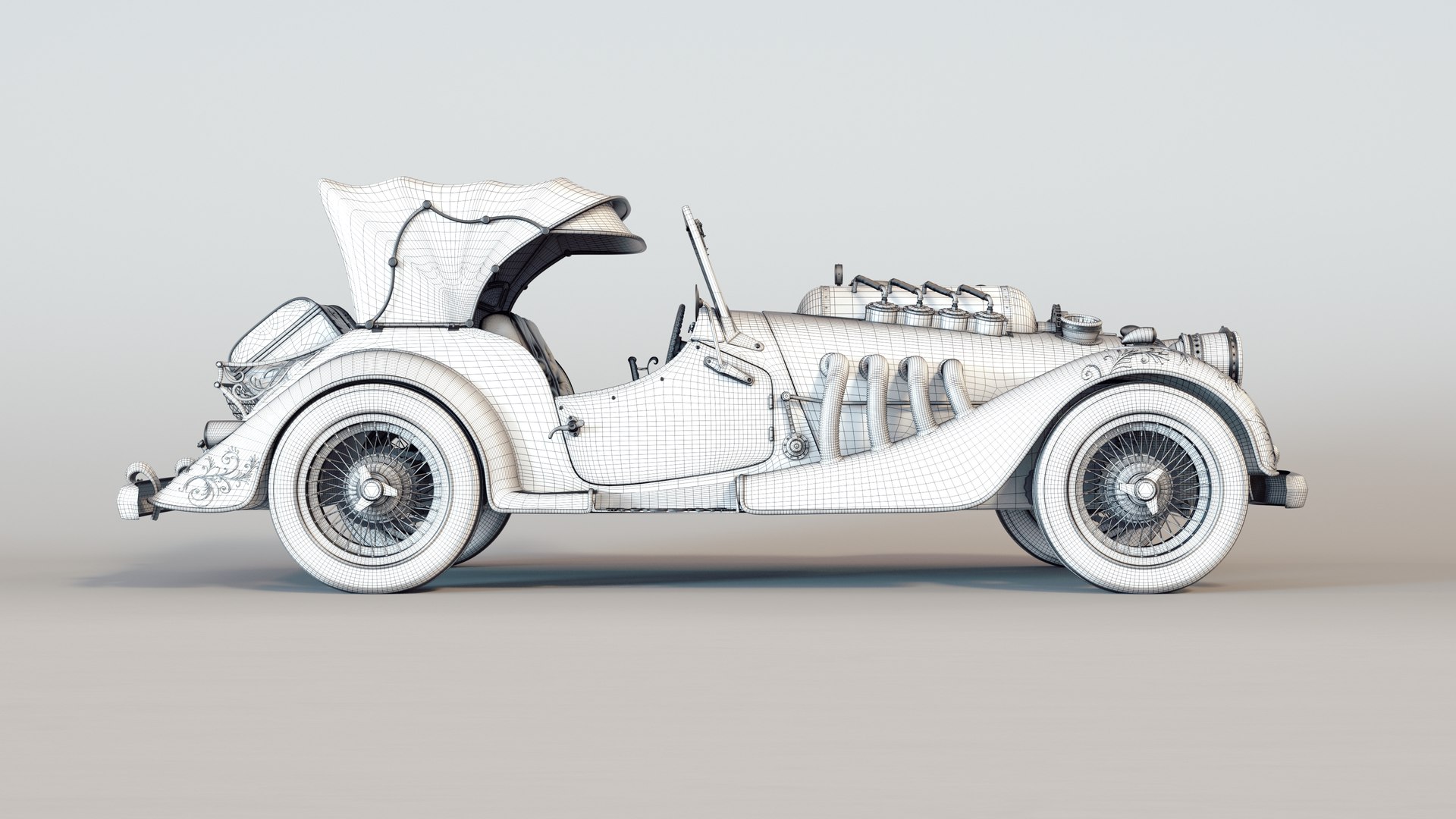 3D Steampunked Morgan Roadster Model - TurboSquid 1470607