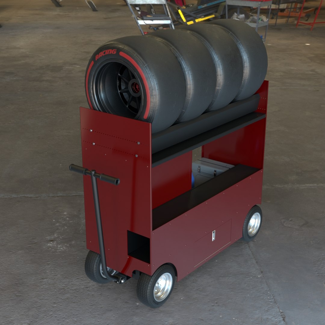 Tire Rack Cart With Drawers 7 3D Model - TurboSquid 2301316