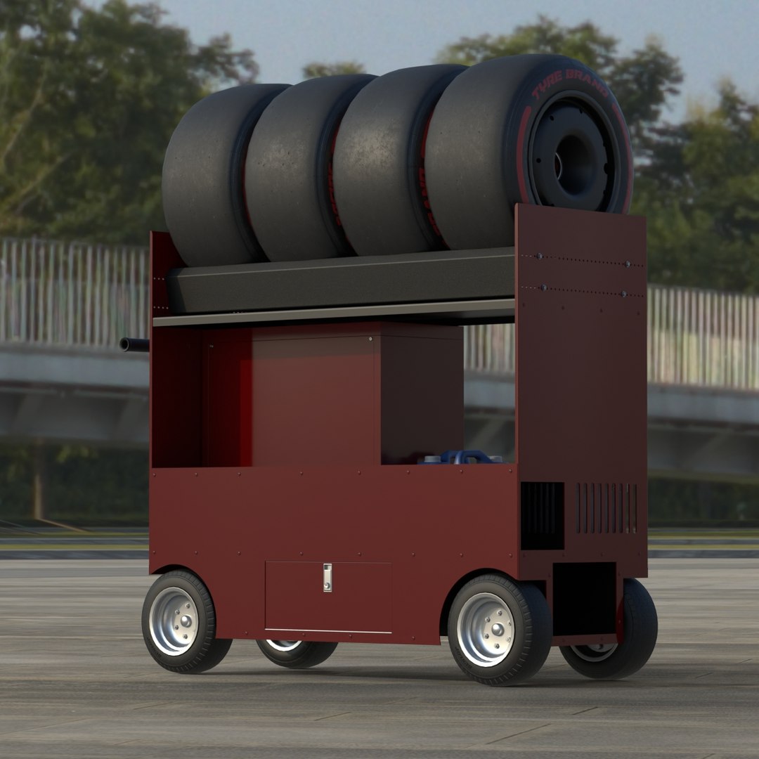 Tire Rack Cart With Drawers 7 3D Model - TurboSquid 2301316